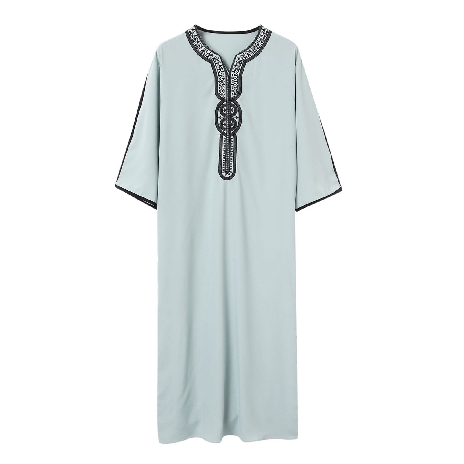 Muslim Thobe for Men Kaftan with Button Down Vintage Graphic Long Gown ...