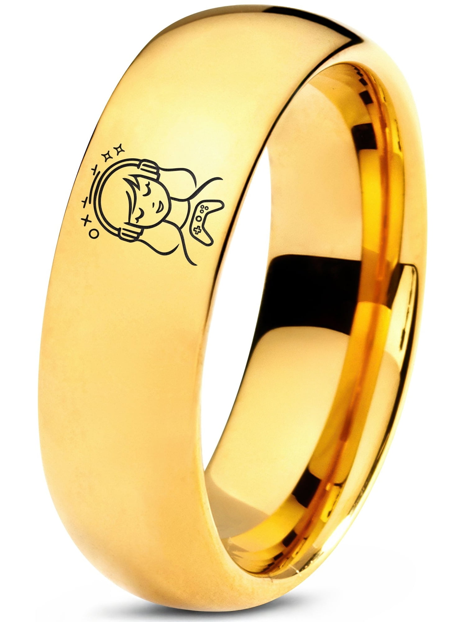 Gamer Wedding Bands Women Gold Tungsten Valentines Day Tiny Gift for ...