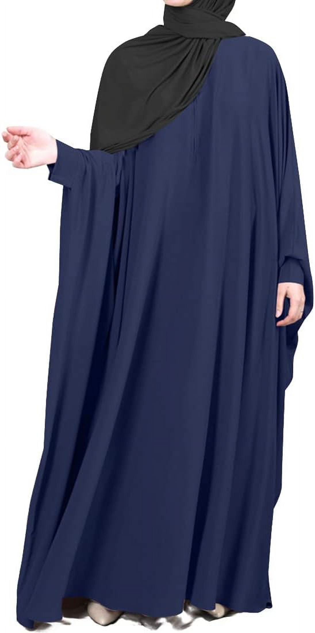 Muslim Women Batwing Abaya Dress Front Zipper Kaftan Islamic Maxi Dress ...