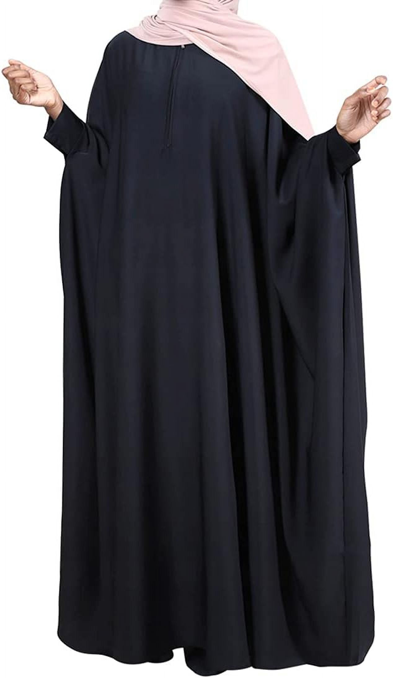 Muslim Women Batwing Abaya Dress Front Zipper Kaftan Islamic Maxi Dress ...