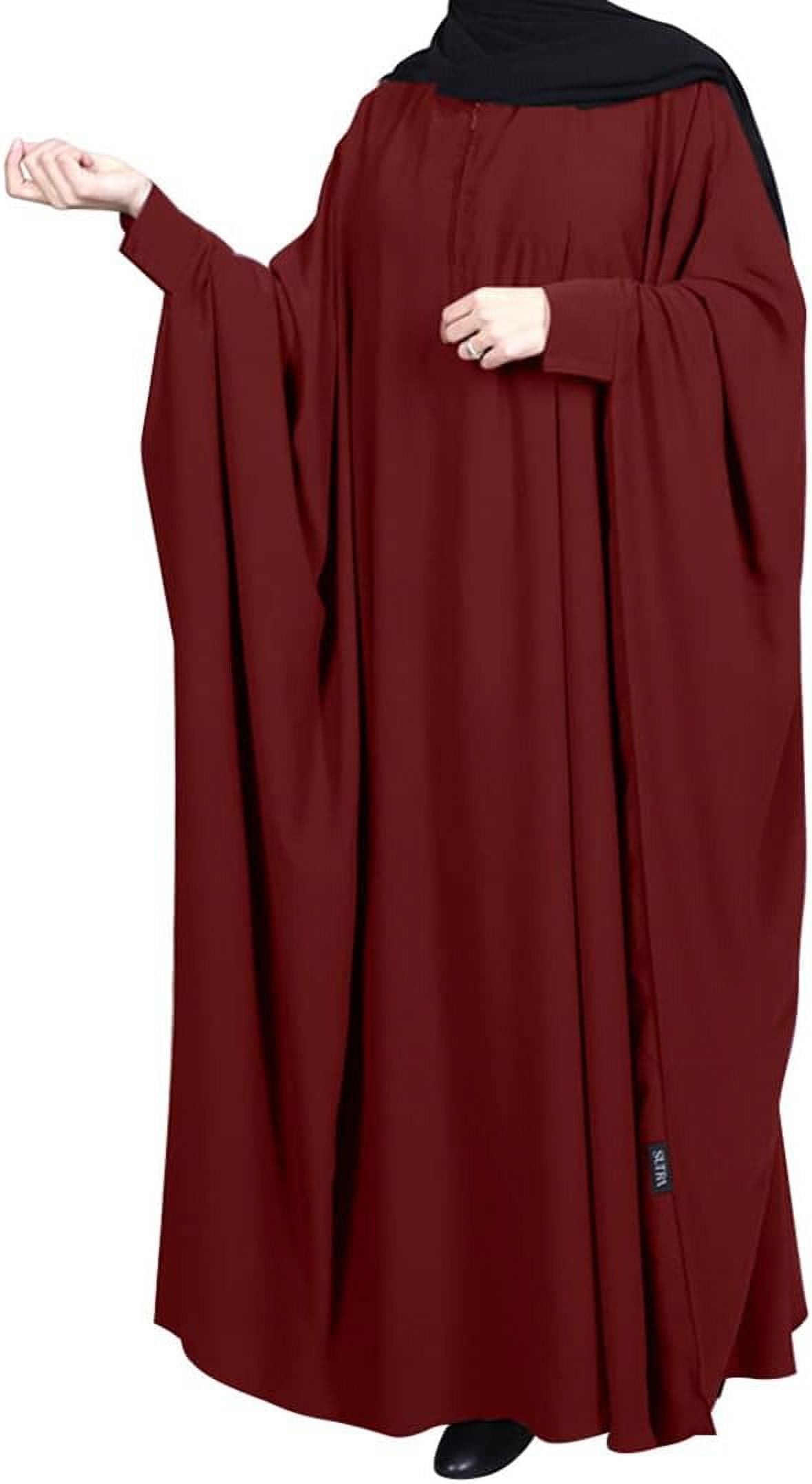 Muslim Women Batwing Abaya Dress Front Zipper Kaftan Islamic Maxi Dress ...