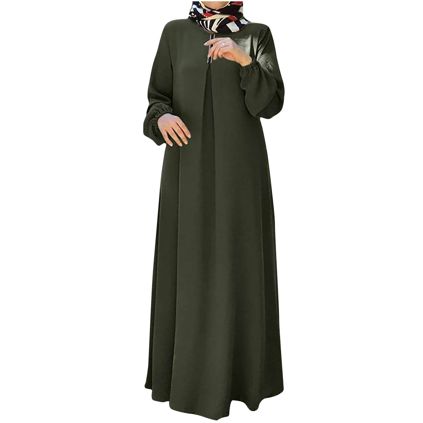 Muslim Womens Jilbab Plus Size Islamic Ramadan Abaya Dress One Piece ...