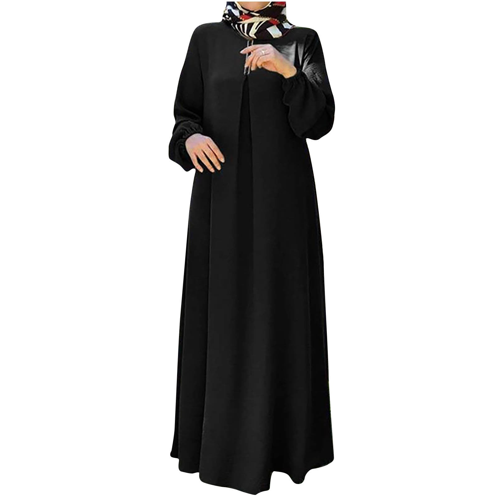 Muslim Womens Jilbab Plus Size Islamic Ramadan Abaya Dress One Piece ...