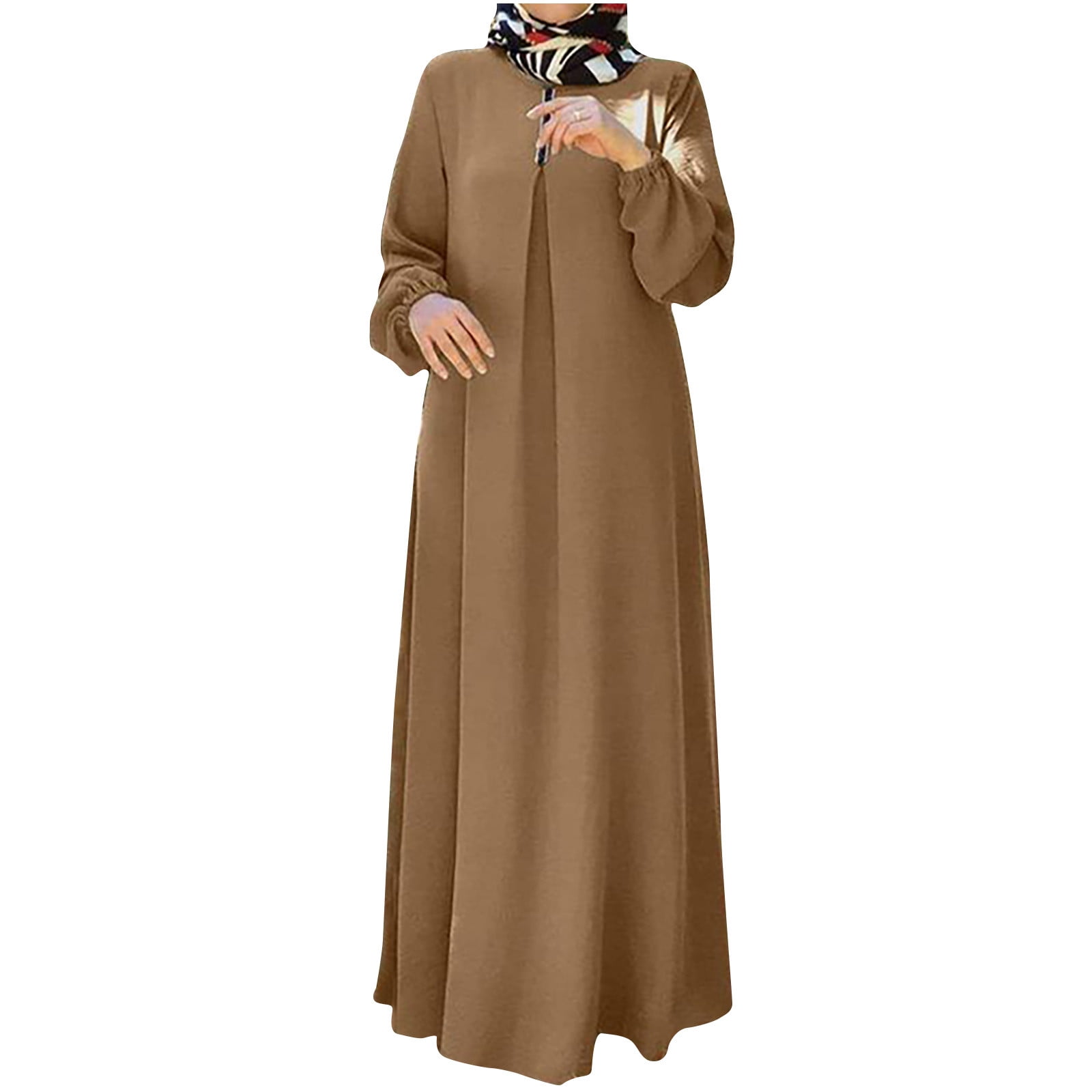 Muslim Womens Jilbab Plus Size Islamic Ramadan Abaya Dress One Piece ...
