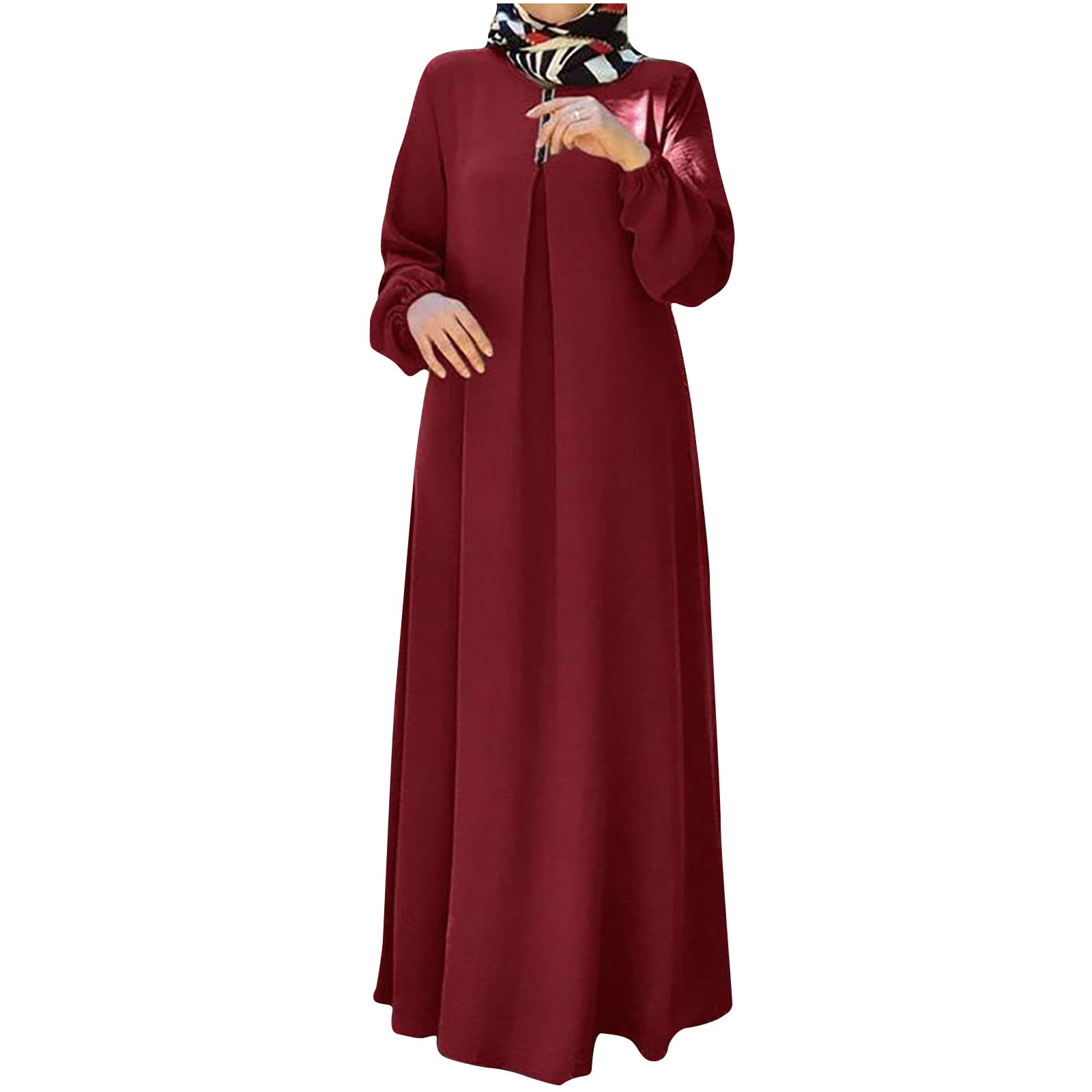 Muslim Womens Jilbab Plus Size Islamic Ramadan Abaya Dress One Piece ...