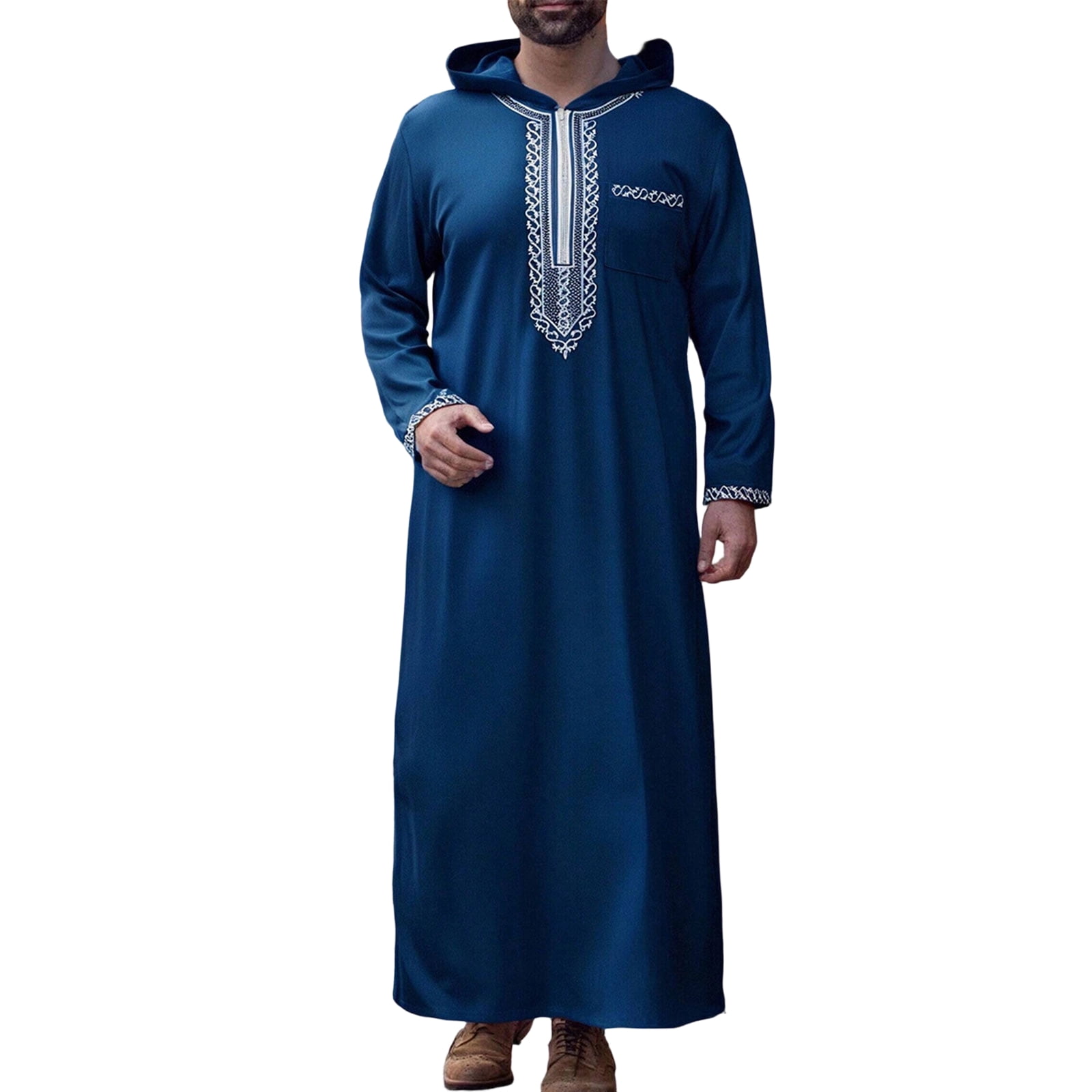 Muslims Dress Mens Casual Loose Long Sleeve Thobe Middle East Saudi ...