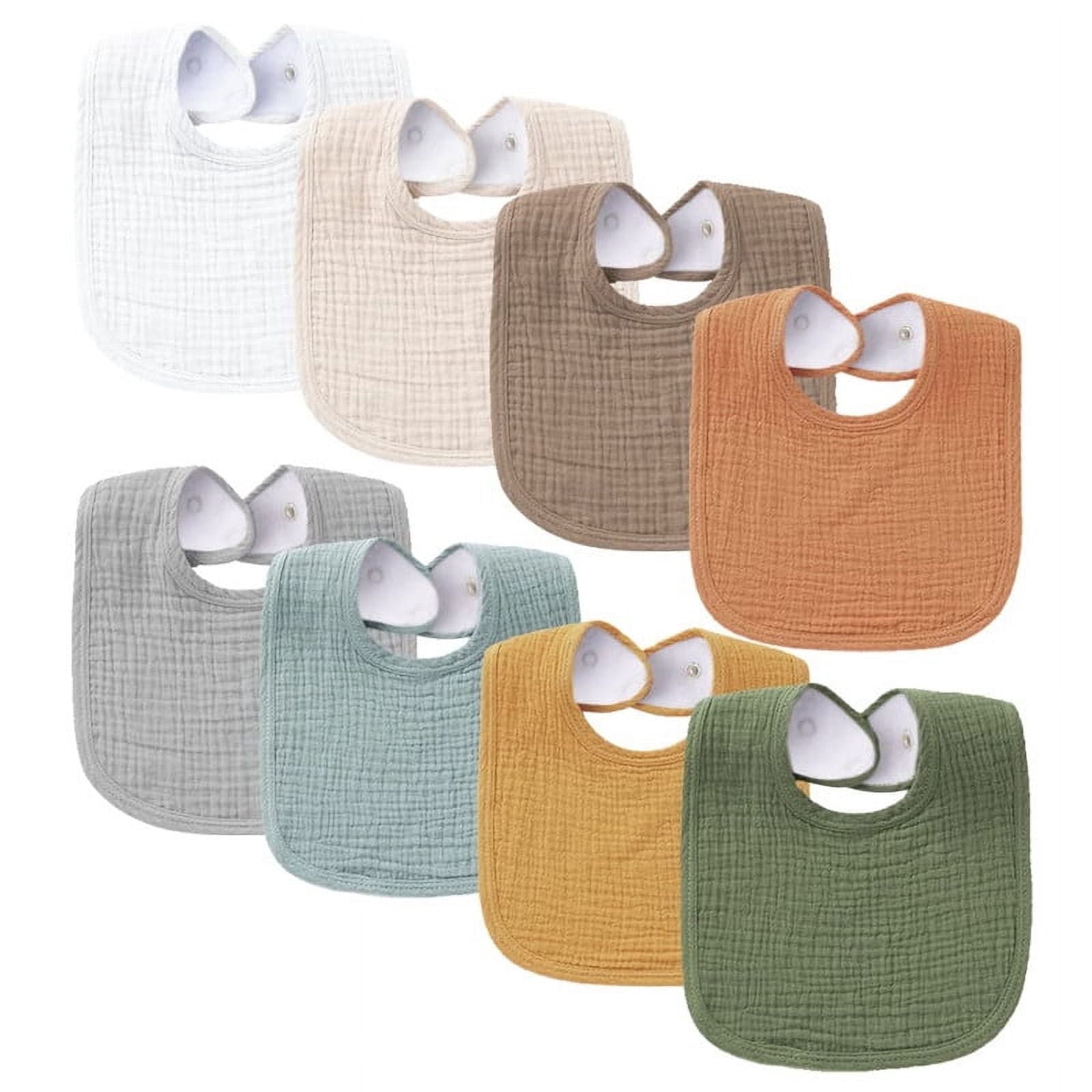LISHIM Muslin Baby Bibs 8 Pack, Cotton Bandana Drool Bibs, Adjustable ...