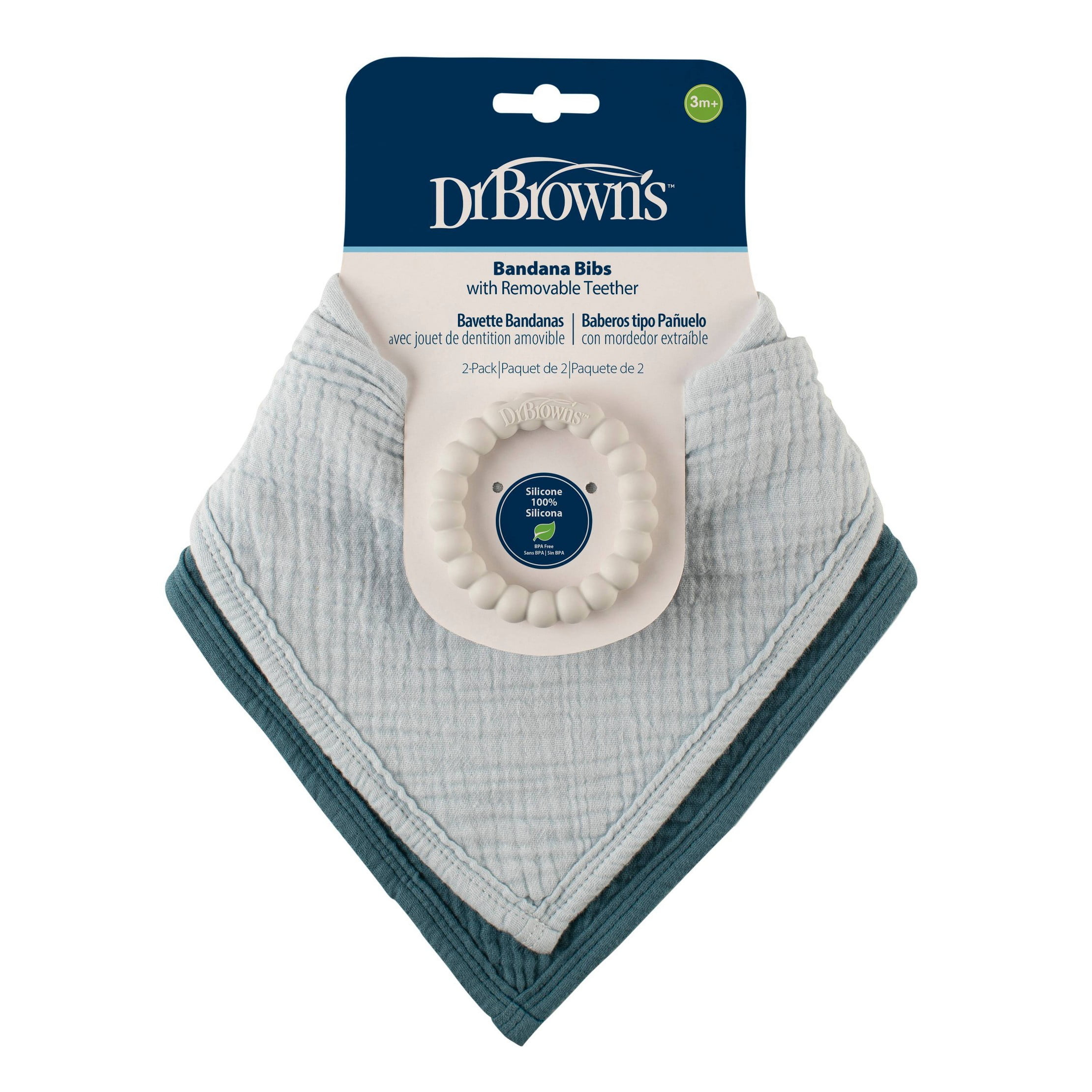 Muslin Bandana Bibs with Flexees Beaded Teether Ring - 2pk - Blue ...