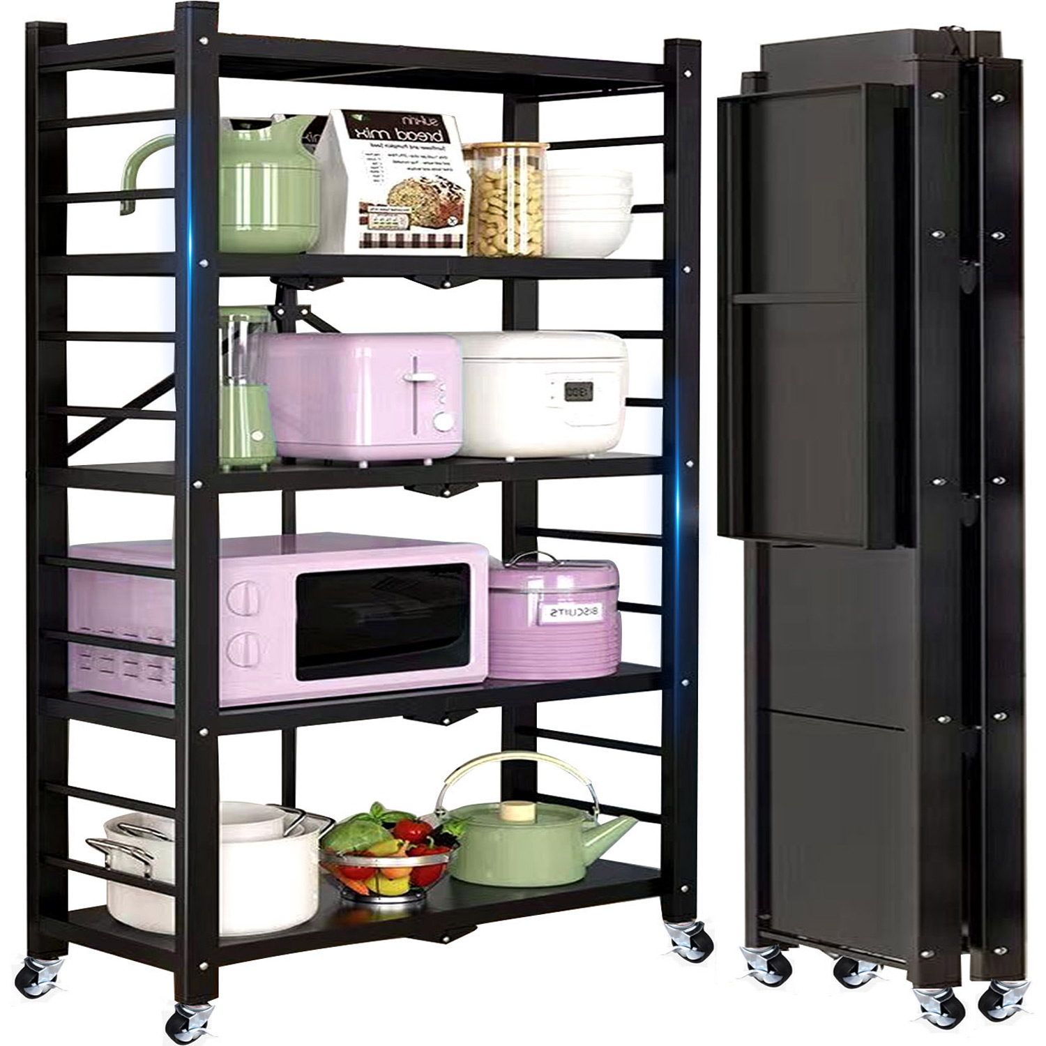 Origami R3 General Purpose Foldable 3-Tiered Shelf Storage Rack ...