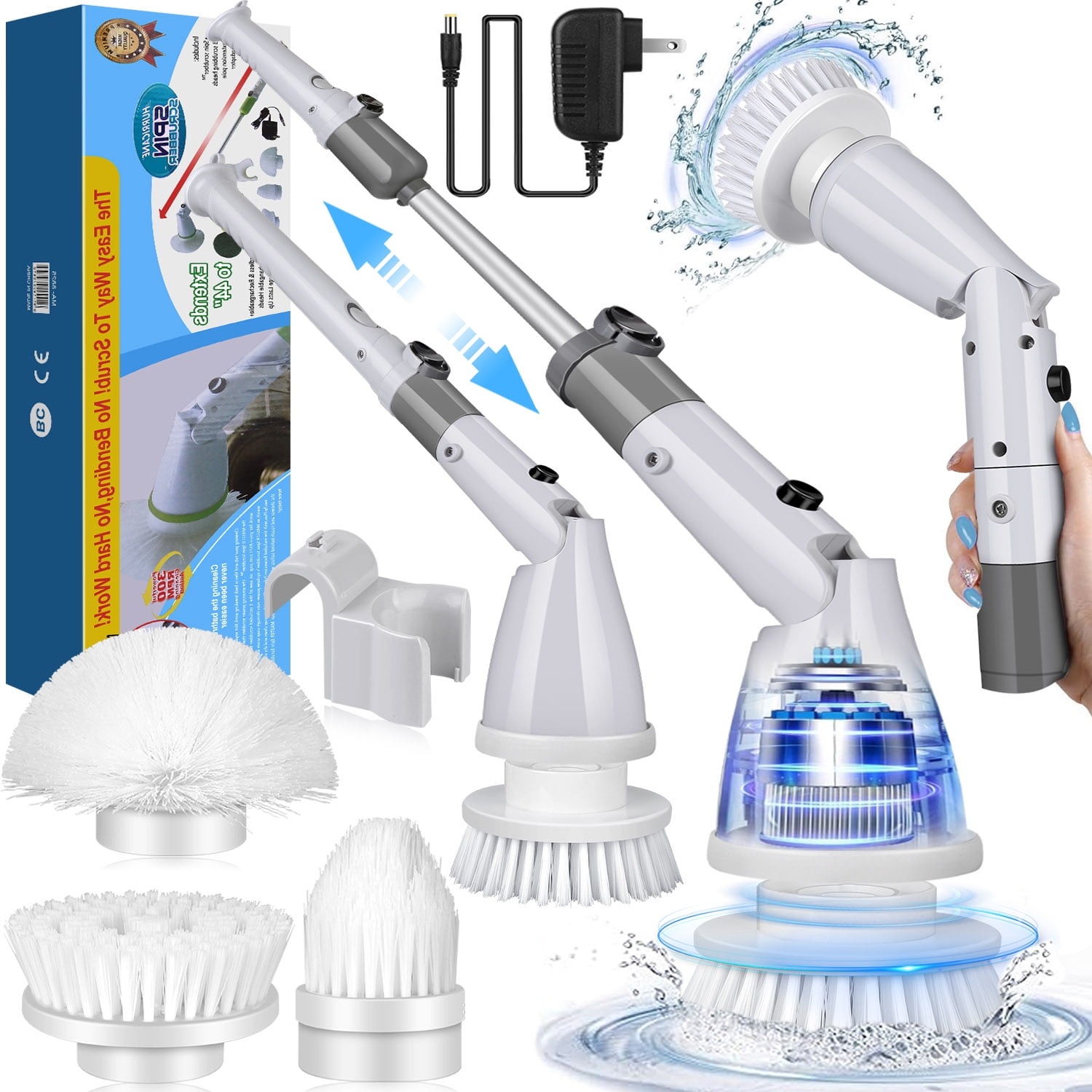 Musment Electric Spin Scrubber, Cordless Bath Tub Power Scrubber with ...
