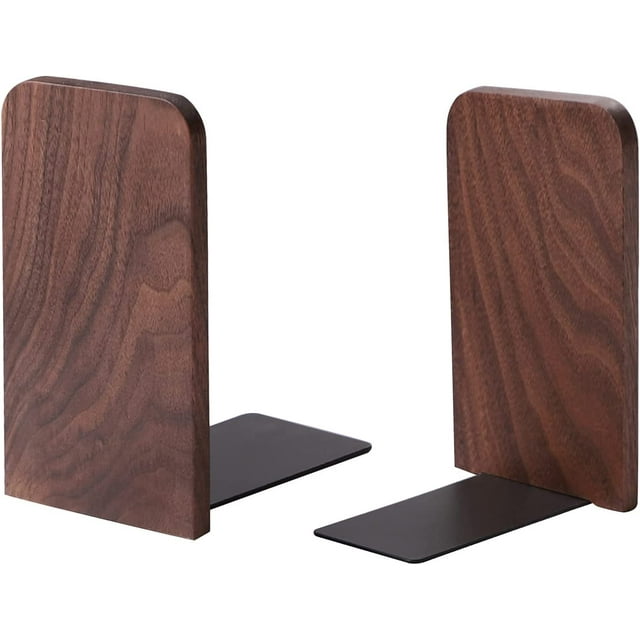 Muso Wood Sturdy Wooden Pair Book Ends for Small Shelf, Decorative Non ...