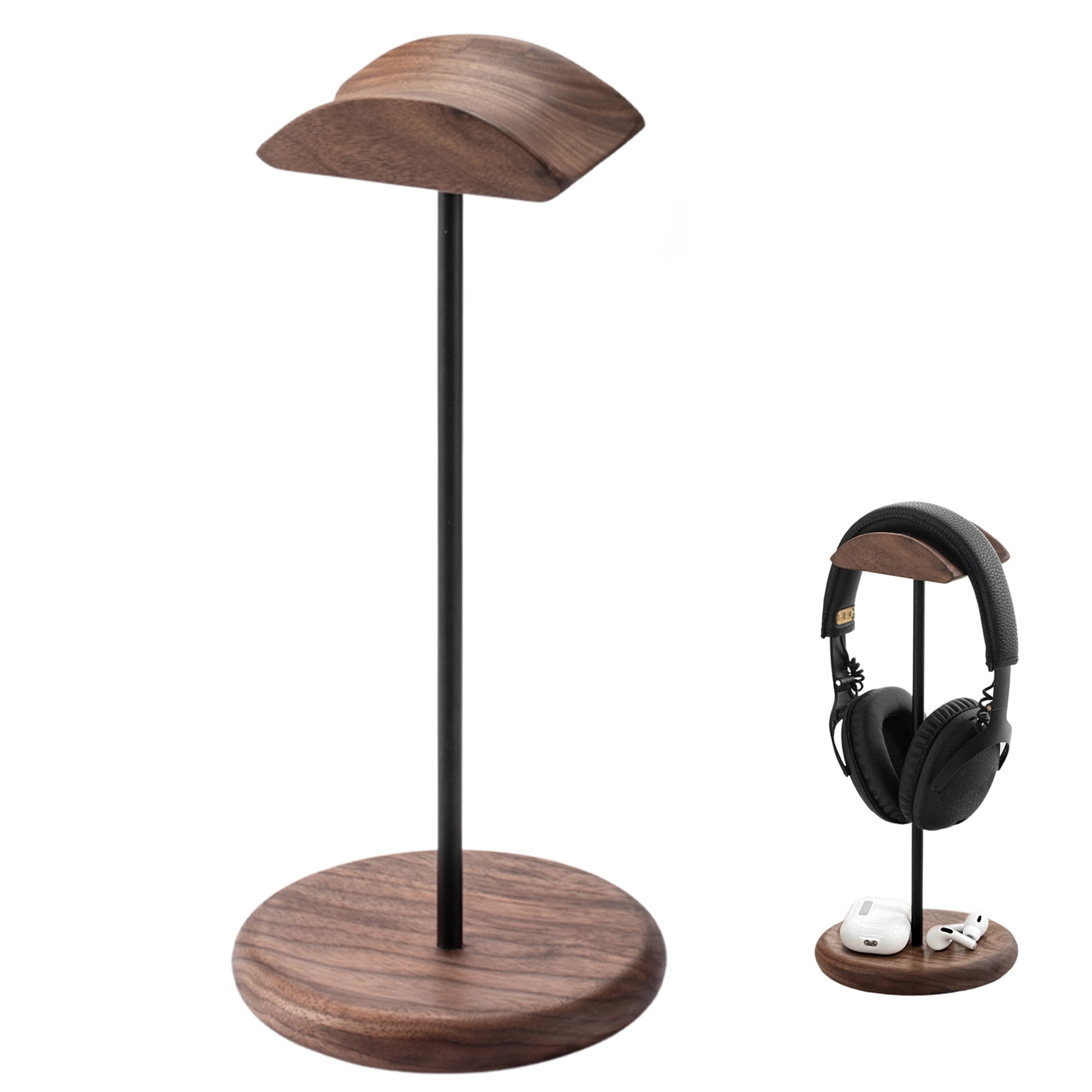 Muso Wood Walnut Wood & Aluminum Headset Stand, Desktop Headphone Stand ...