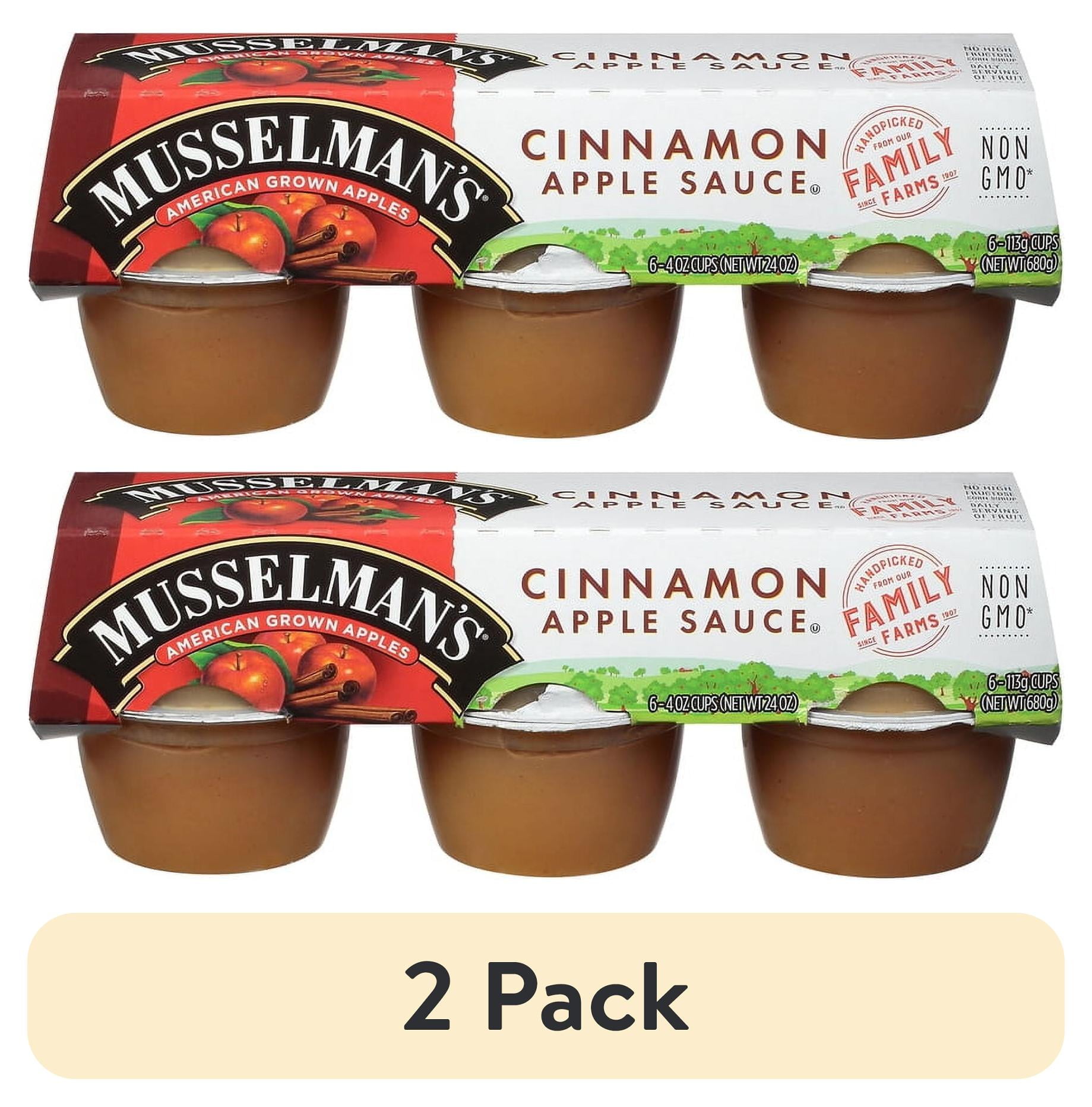 (2 pack) Musselman's Applesauce Cups, Cinnamon, 4 oz, 6 Ct - Walmart.com