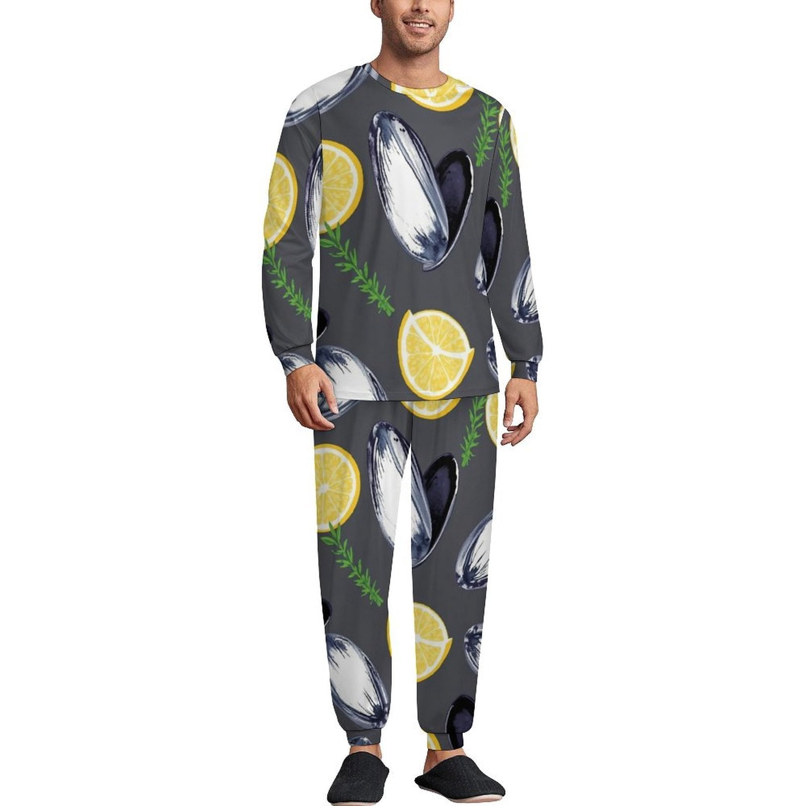 Mussels Lemon Thyme Pajamas Men Long Sleeves Pajama Sets 2 Pieces ...