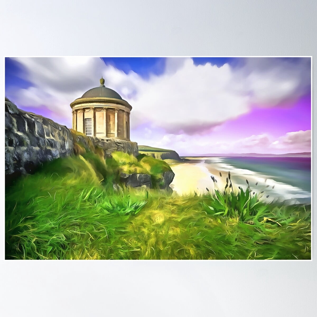 Mussenden Temple, Ireland. (Painting) Poster Wall Art, Modern Wall ...