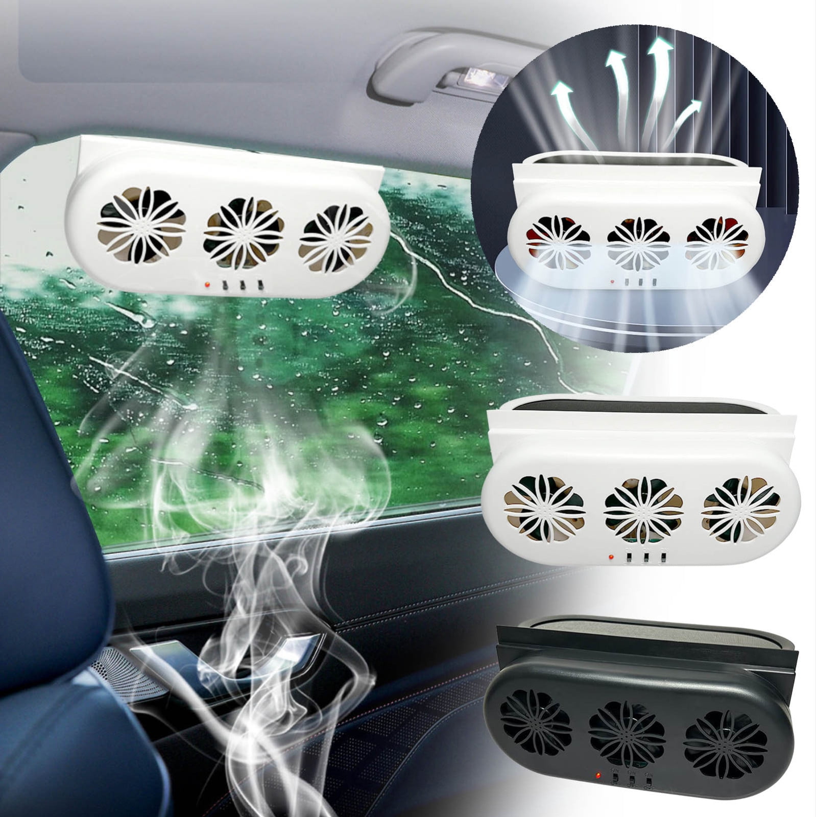 Must-Have Deals, Car Exhaust Fan Solar-Powered Circulation Fan with USB ...