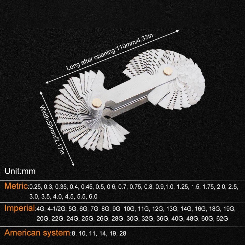 Must Have Metric And Imperial Thread Pitch Gauge 58 Blades Stainless ...