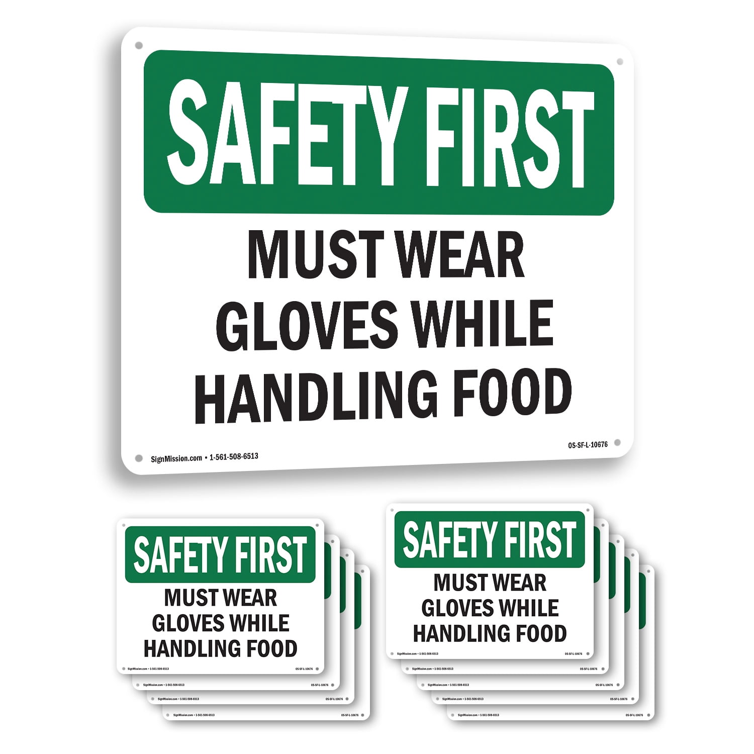 Must Wear Gloves While Handling Food OSHA SAFETY FIRST Aluminum Sign 24 ...