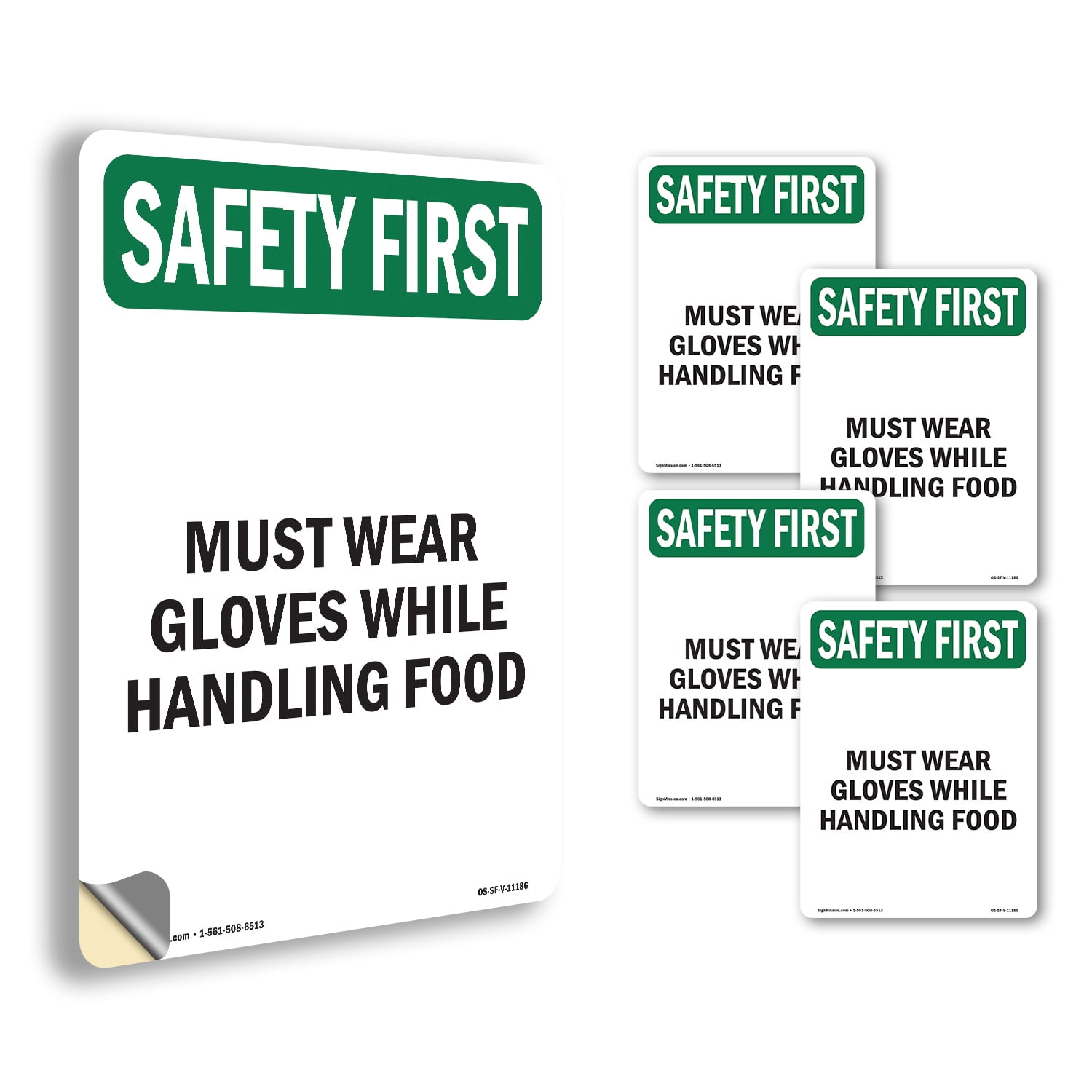 Must Wear Gloves While Handling Food OSHA SAFETY FIRST Vinyl Decal ...