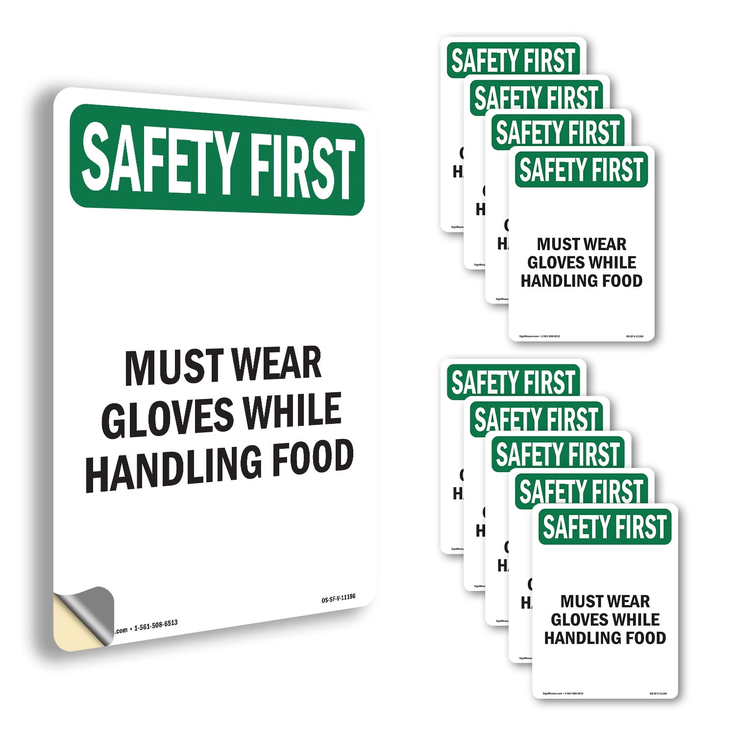 Must Wear Gloves While Handling Food OSHA SAFETY FIRST Vinyl Decal ...