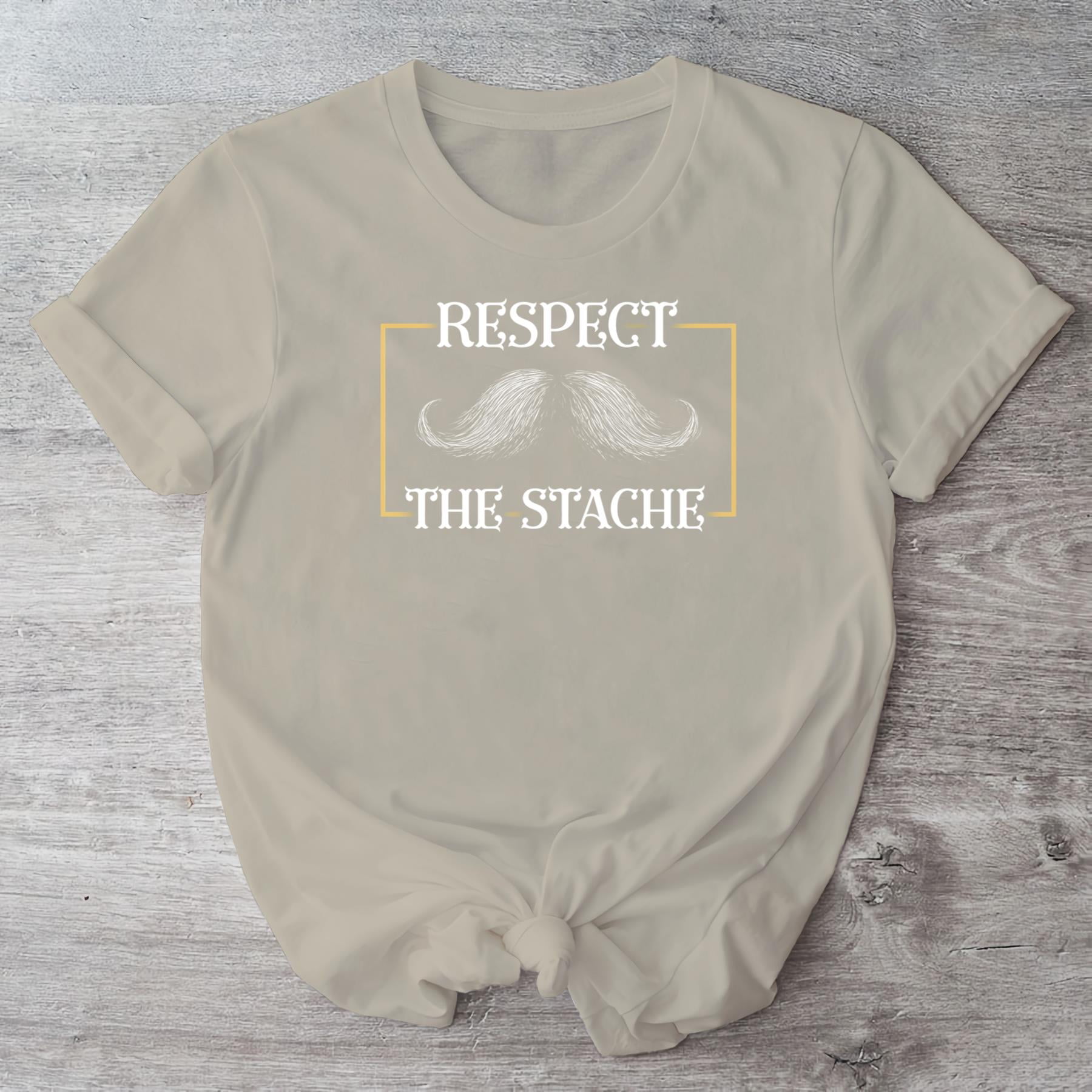 Mustache Man T-Shirt - Respect The Stache Retro Vintage Mustache Funny ...