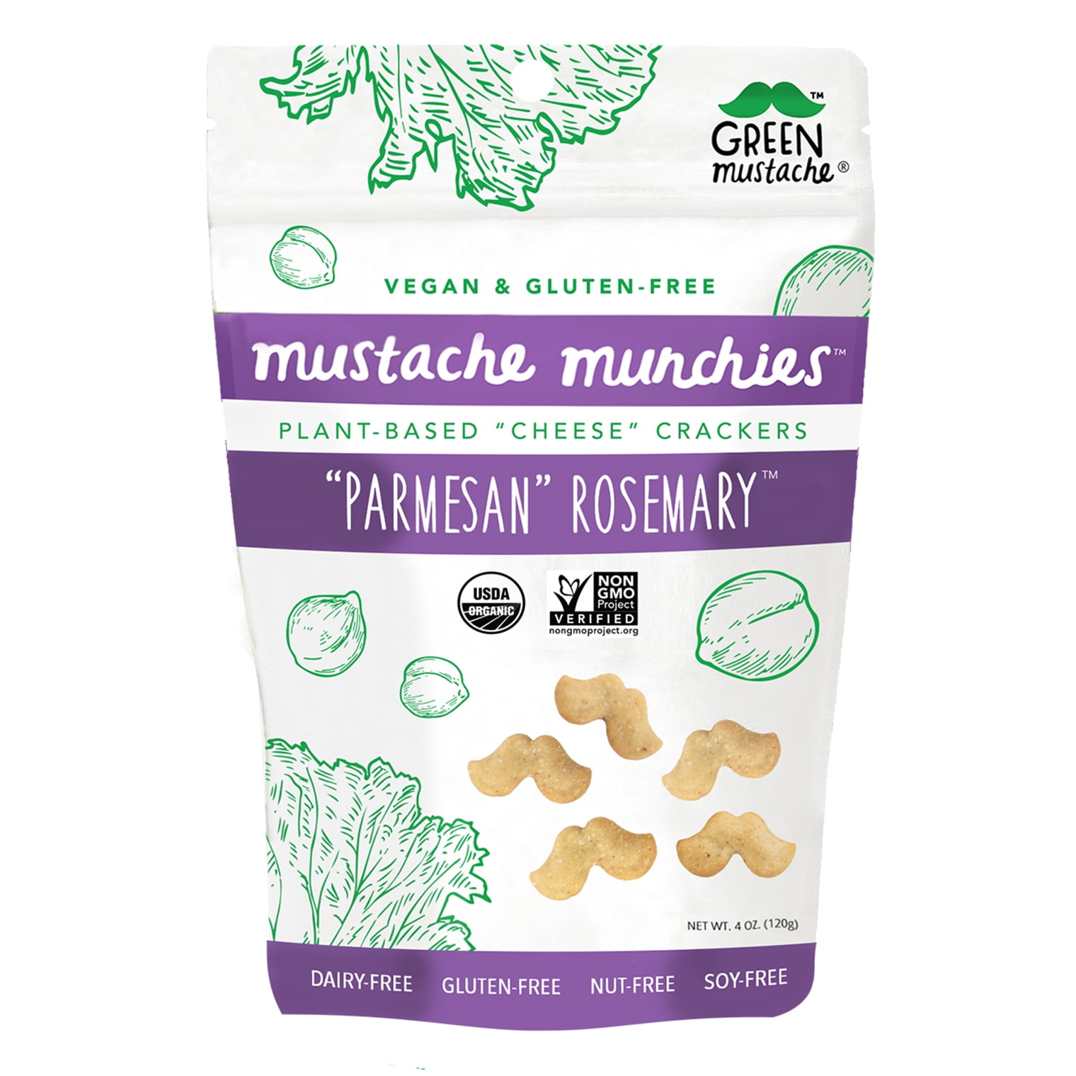 Mustache Munchies, "PARMESAN" ROSEMARY Plant-based "Cheese" Crackers ...
