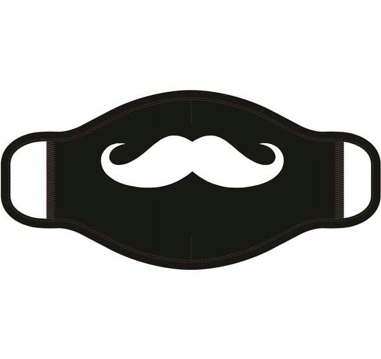Mustache Print Cloth Face Mask With Solid Black Trim (One Size, Black ...