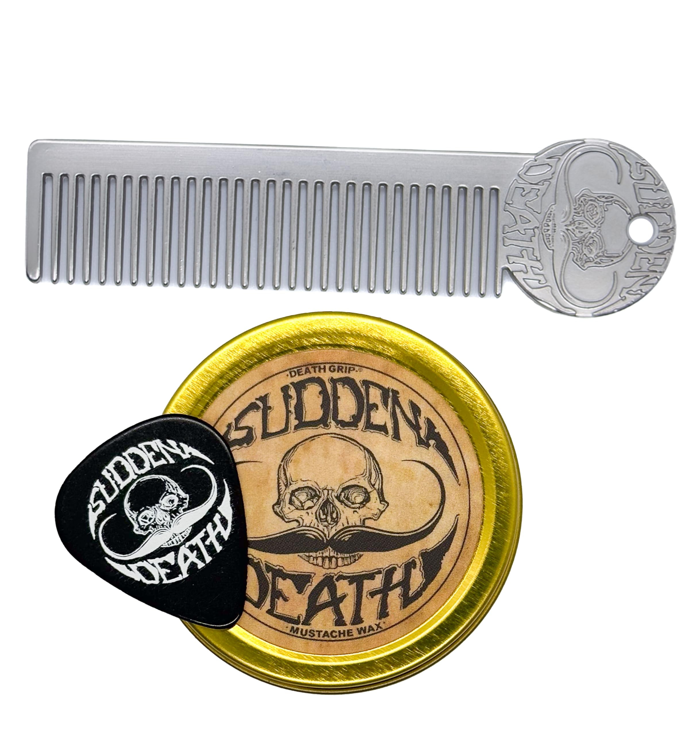 Mustache Wax Strong Hold Sudden Death 1 oz Tin & Platinum Death Grip ...