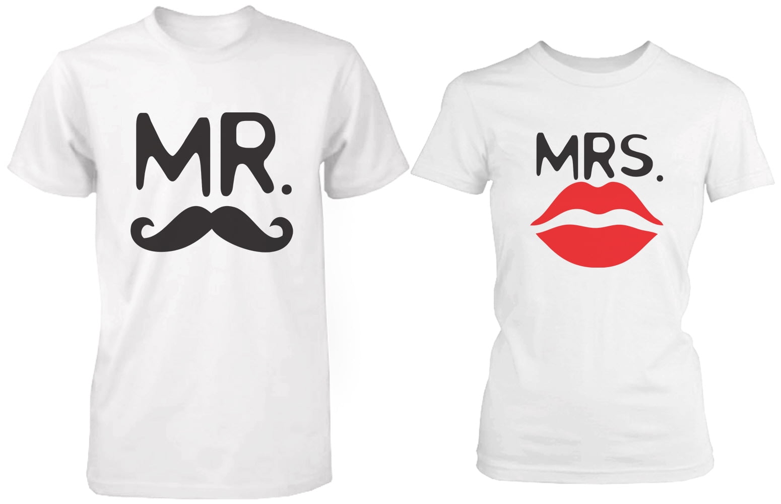 Mustache and Lip White Valentines Day Matching Couple T-shirts for Mr ...