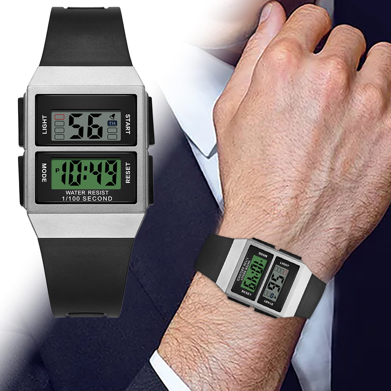 Mustacti Men's And Women's Digital Watch Stopwatches Square Screens ...