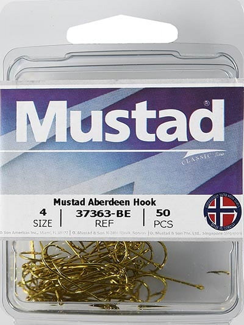 Mustad 1x Fine Wire Aberdeen Hook - Size: #2 (Blonde) 50pc - Walmart.com