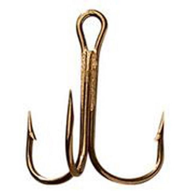 Mustad 3551BR-2 by 0-25 Bronze Ringeye Sport Treble Hooks, Size 2 by 0 ...