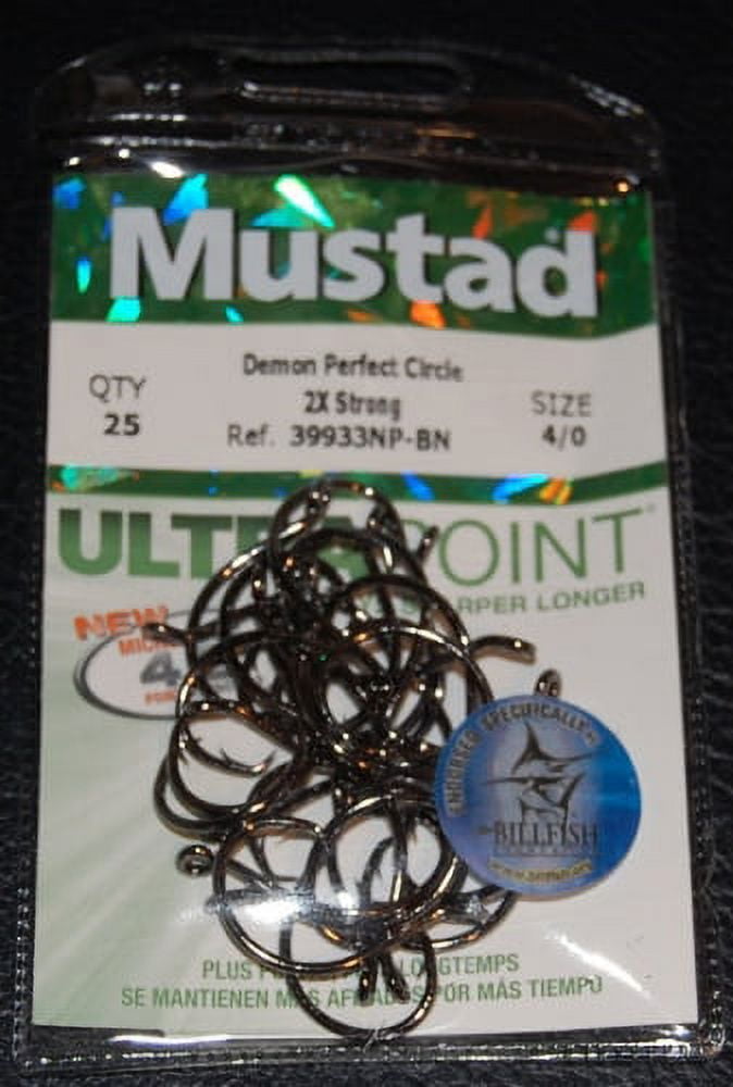 Mustad 39933NP-BN Demon Perfect Circle Inline Hook 2X Strong - Size 4/0 ...
