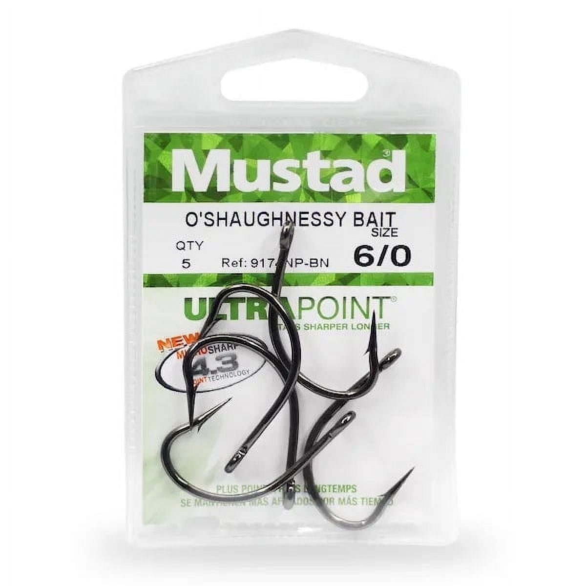Mustad 9174NP-BN O'Shaughnessy 3X Bait Hook Black Nickel 1,0, 100 Pack ...