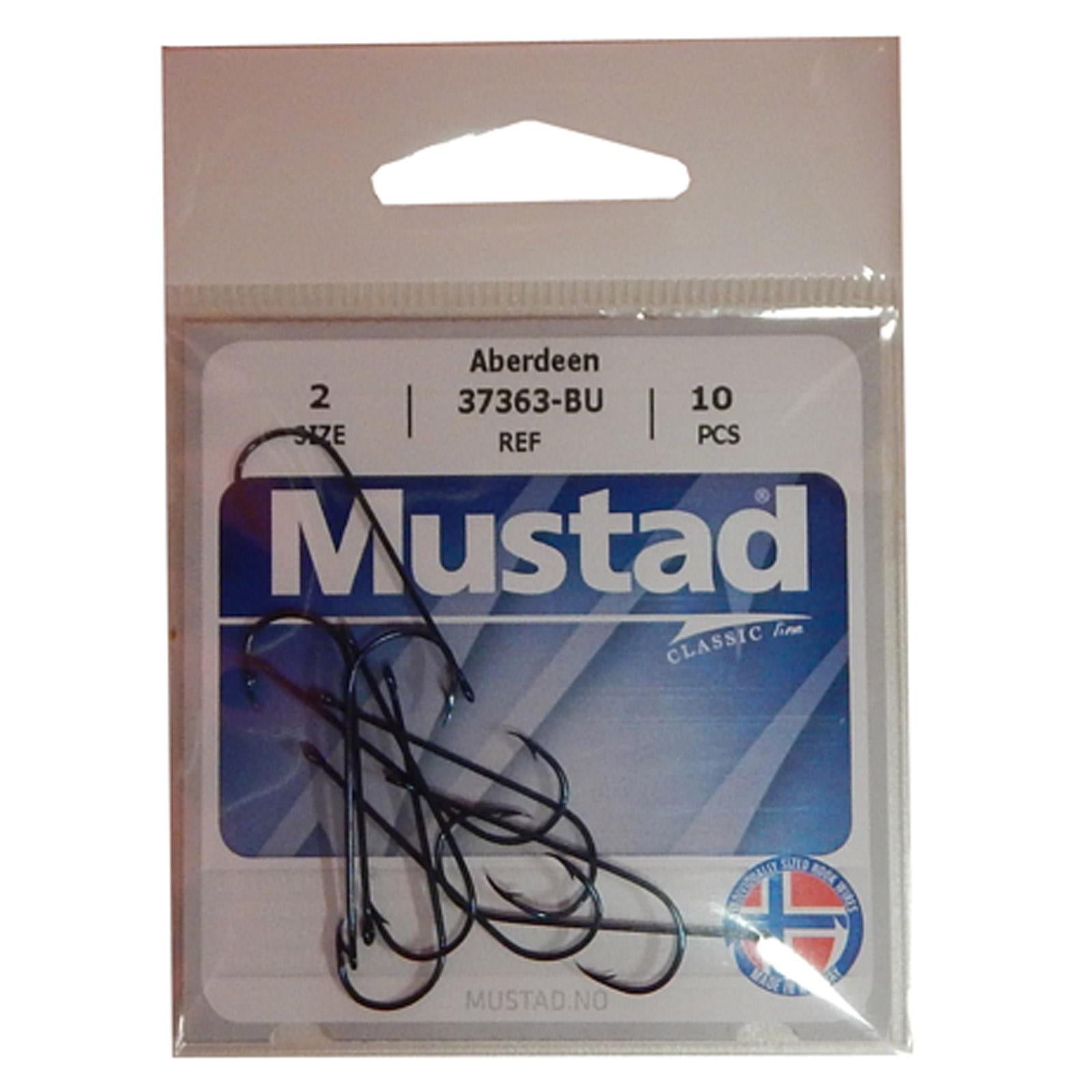 Mustad Aberdeen Extra Fine Size 2 Fishing Hooks Blue Pack of 10, 37363 ...