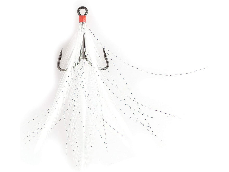 Mustad Triple Grip Dressed Treble Hook #6 Black Nickel Hook/White ...