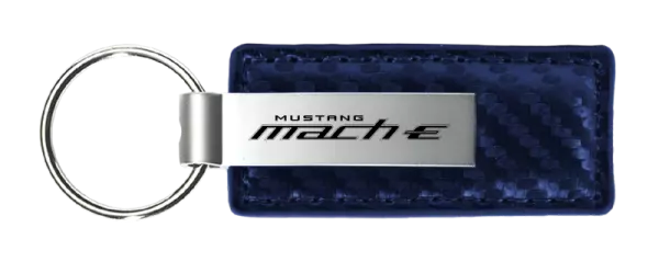 Mustang Mach-E Navy Blue Carbon Fiber Texture Leather Key Chain ...