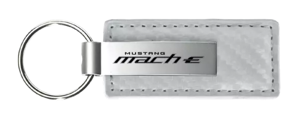 Mustang Mach-E White Carbon Fiber Texture Leather Key Chain Official ...