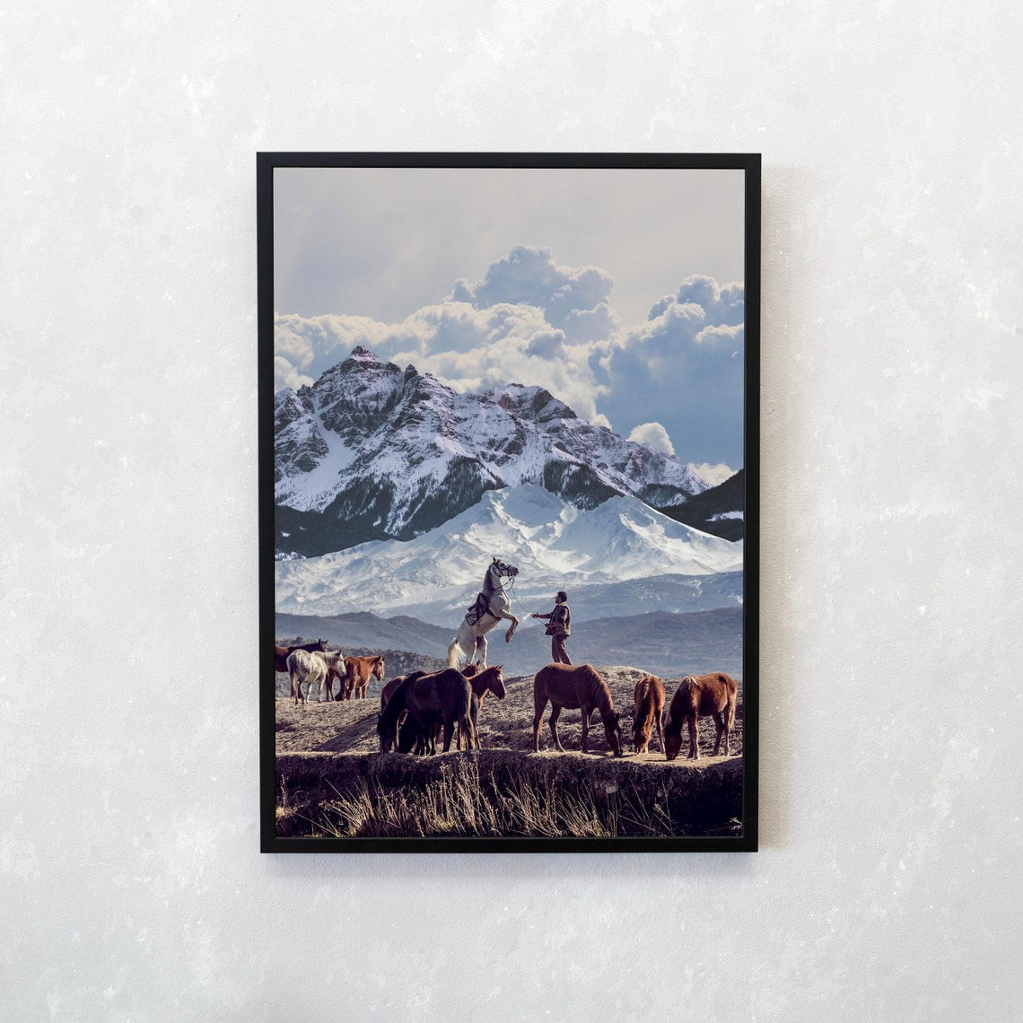 Mustang Mountains (Cowboy Art, Western Landscape, Modern Western Decor ...