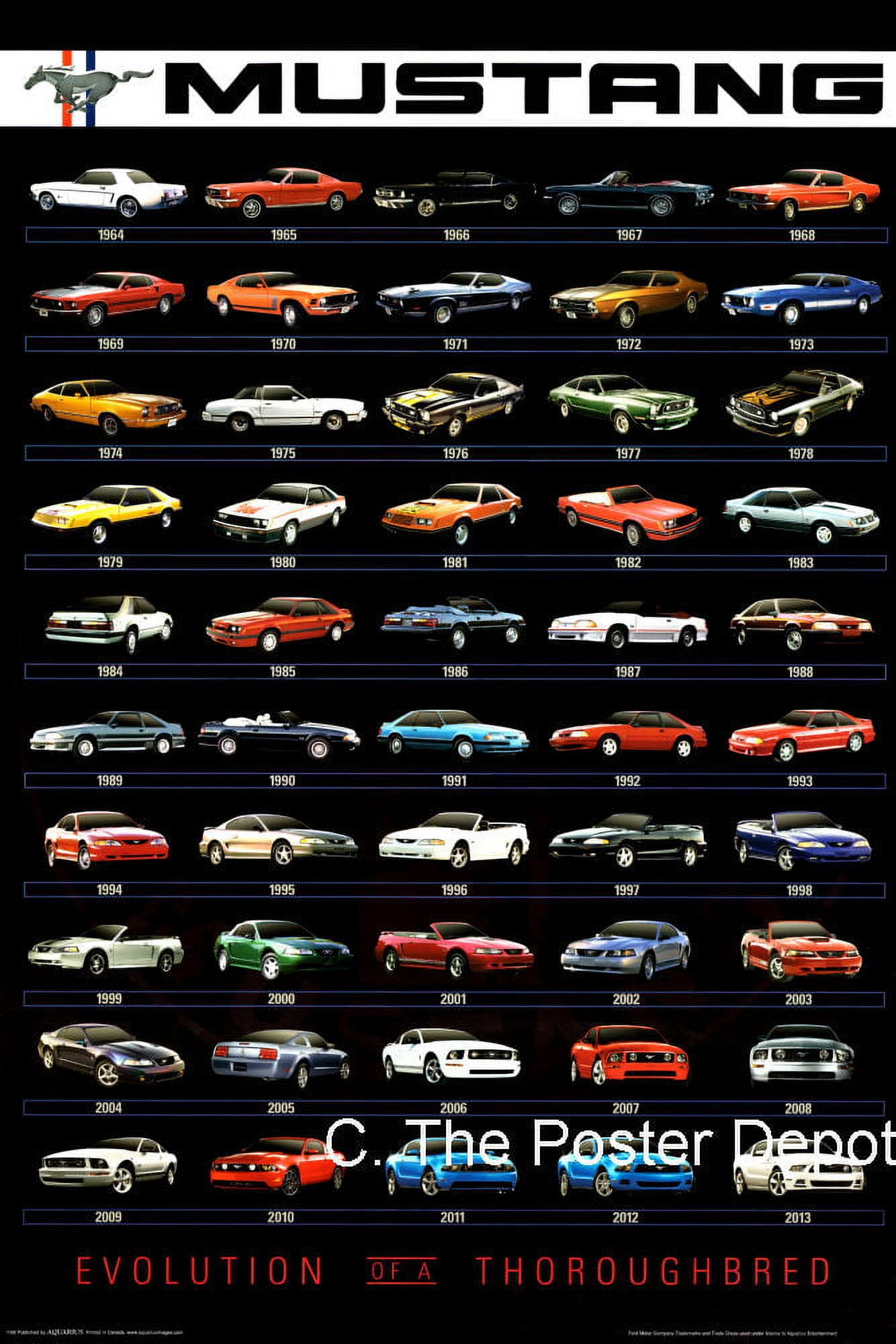 Mustang Poster History of the Ford Mustang Poster 24"x36" 1964-2013 ...