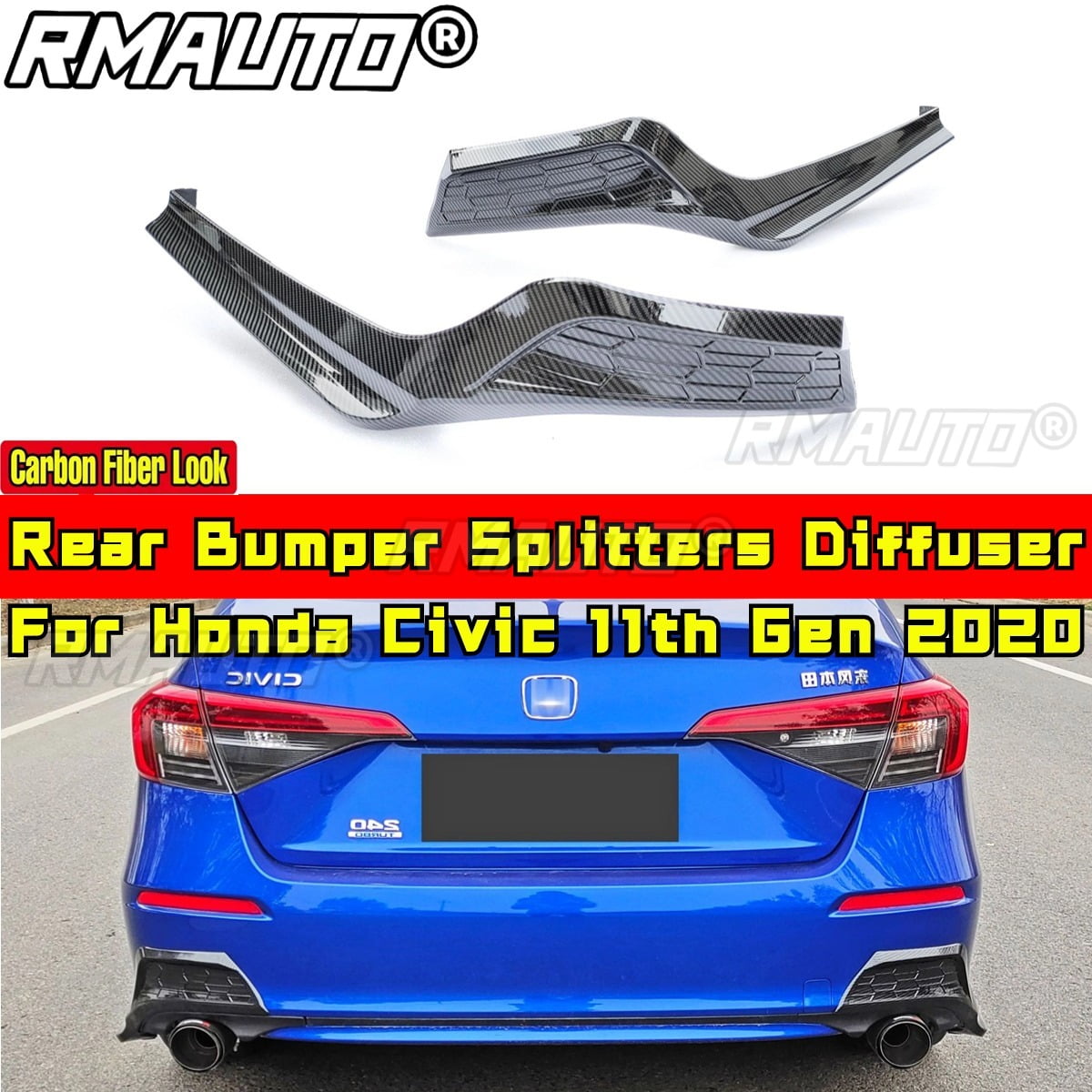 Mustang Rear Bumper Splitters Diffuser Glossy Black Sport Style Body ...