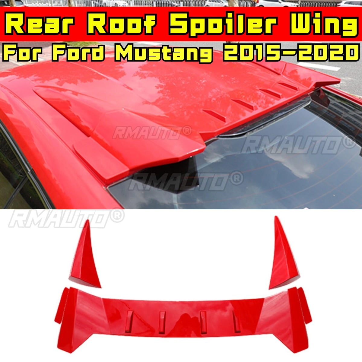 Mustang Roof Spoiler Red Combat Style Rear Trunk Wing Rear Roof Spoiler ...