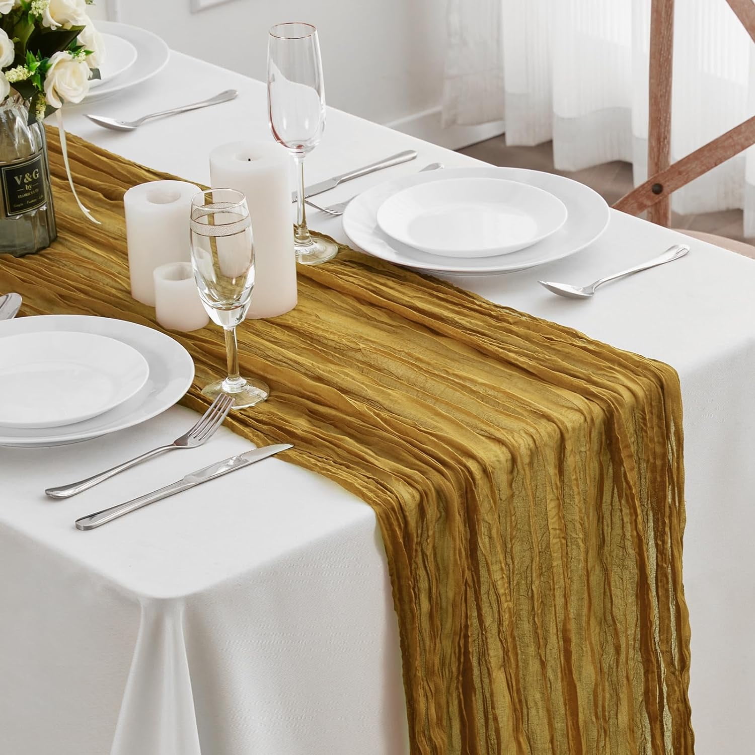 Mustard Cheesecloth Table Runner-13.3Ft Boho Gauze Cheese Cloth Table ...