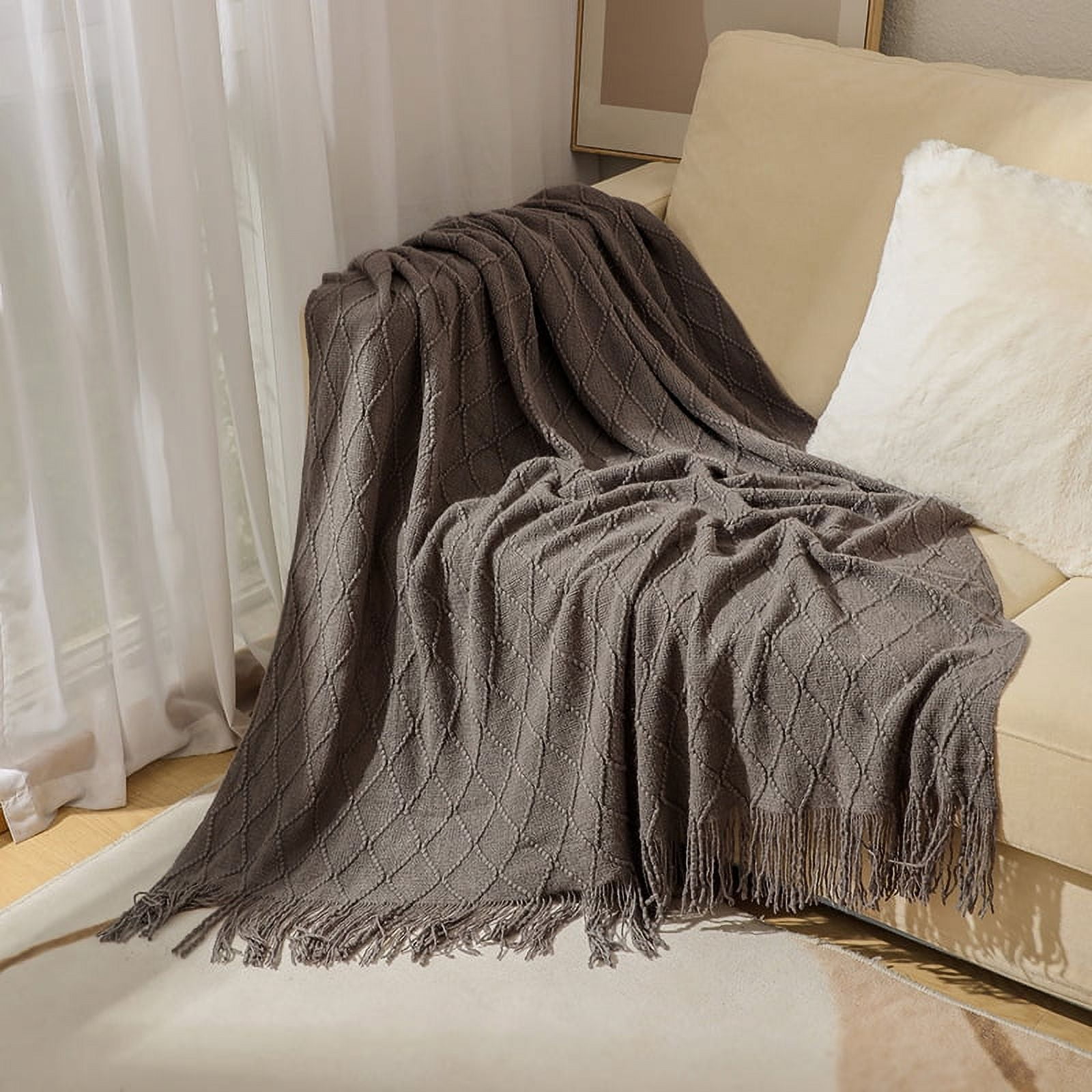 Mustard Gift Throw Blanket with Fringe Geometric Bed Gold Yellow Throws ...