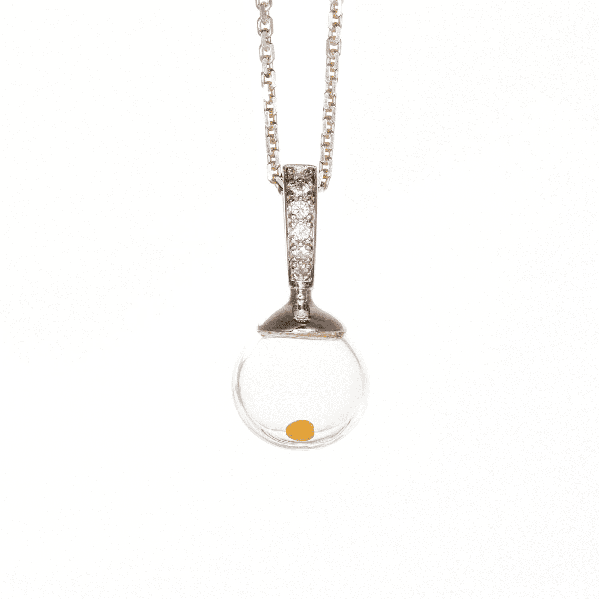 Mustard Seed Necklace with crystal inlay with sterling silver longer ...