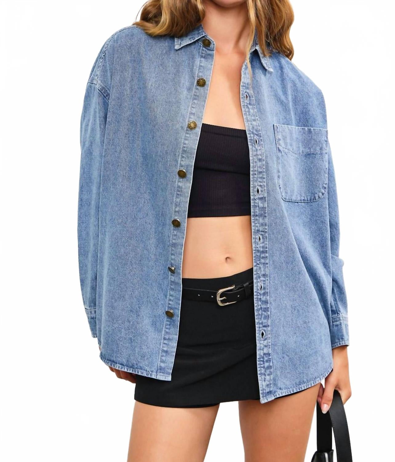 Mustard Seed Oversized Denim Jacket - Walmart.com