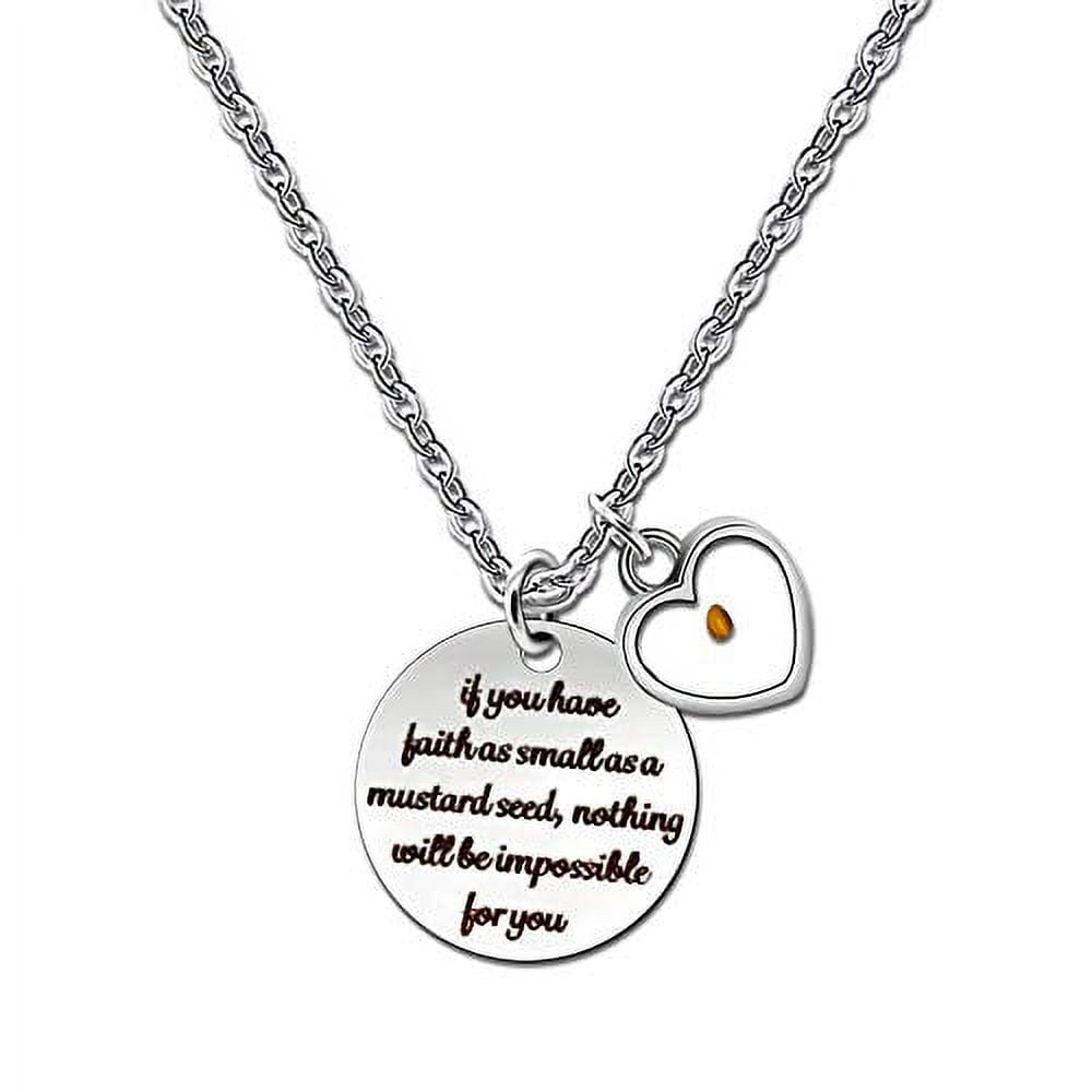 Mustard Seed Pendant Stainless Steel Lettering Necklace Engraved If You ...