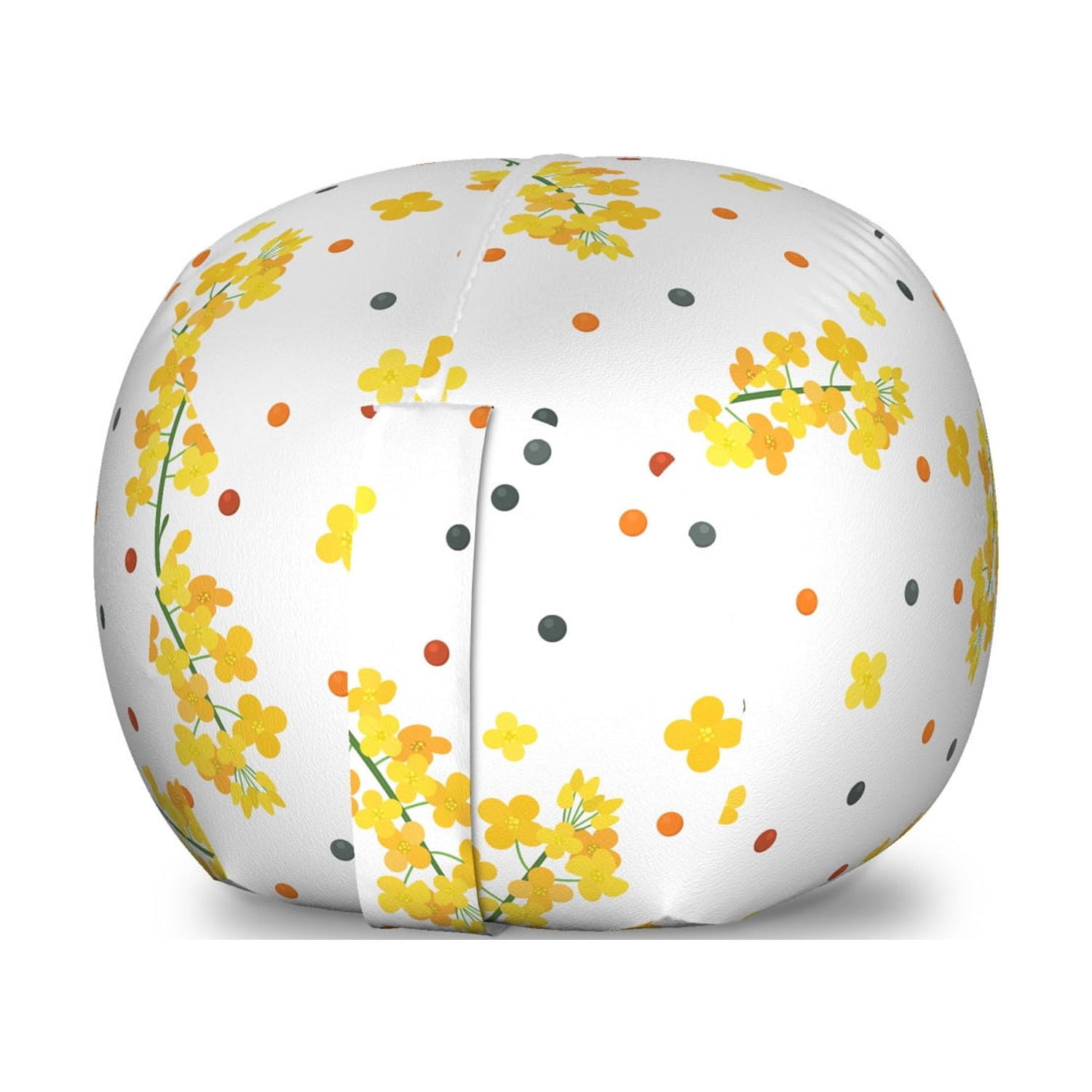Mustard Storage Toy Bag Chair, Pattern with Floral Branch and Polka ...
