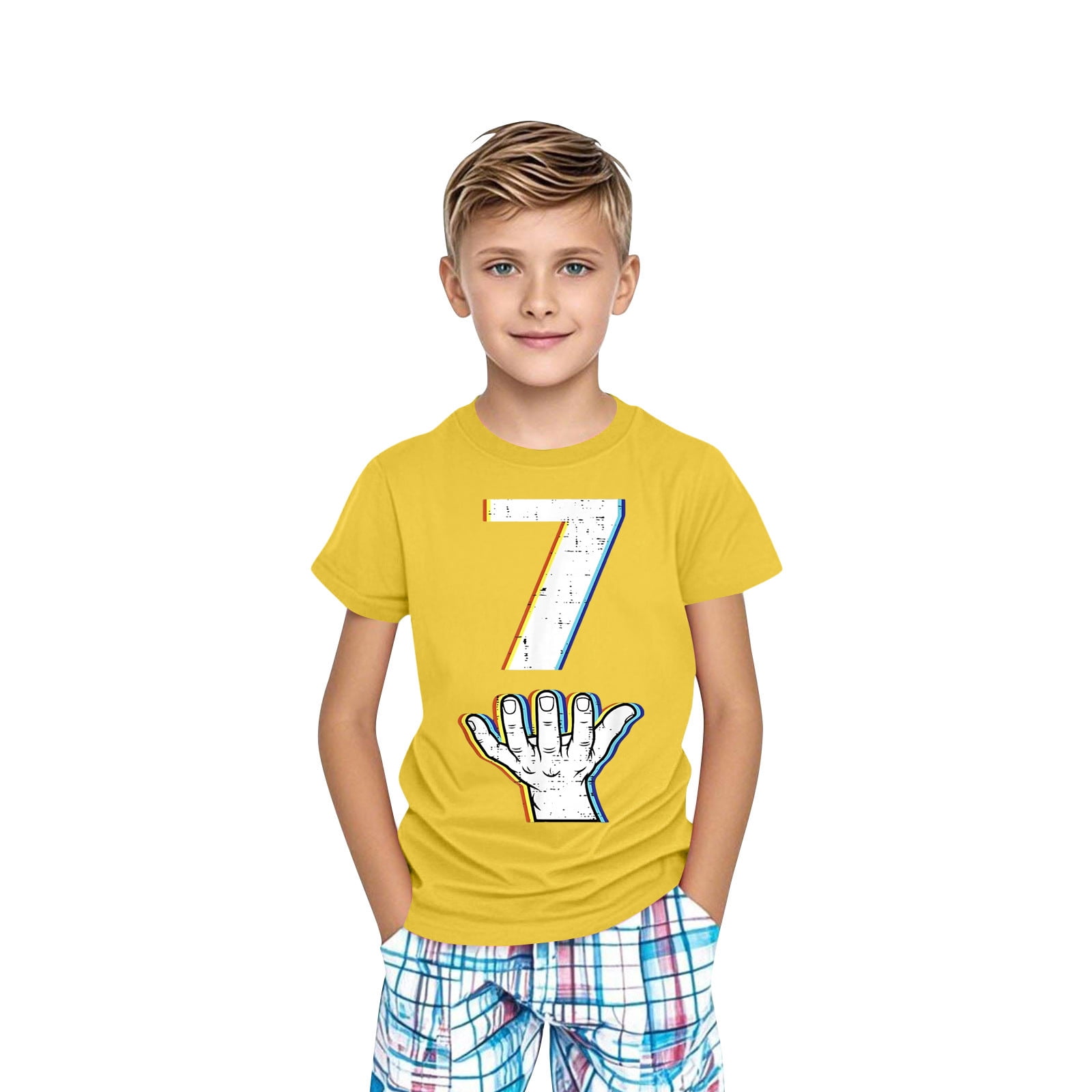 Mustard Yellow Baby Children Boy Girl Short Sleeve Tops Graphic Blouses ...