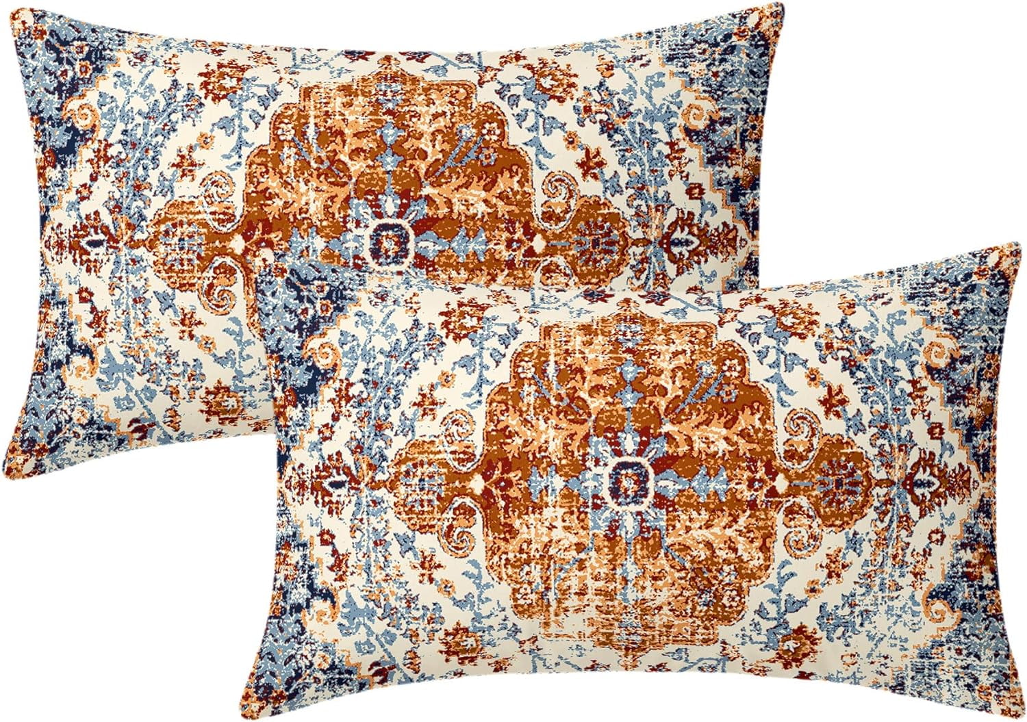 Mustard Yellow Blue Ethnic Boho Lumbar Pillow Covers 12x20 Inch ...